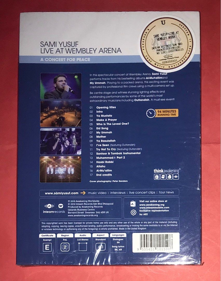 SAMI YUSUF - LIVE AT WEMBLEY ARENA DVD VIDEO, Hobbies & Toys, Music ...