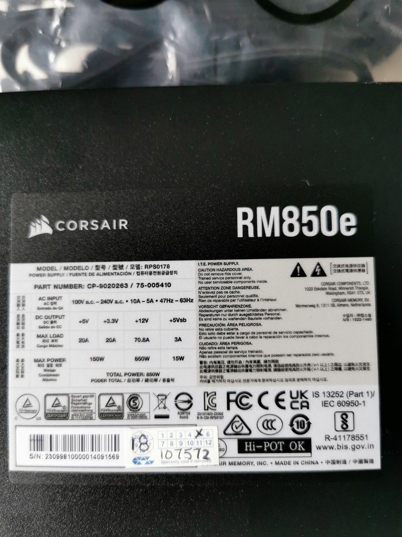 Selling brand new Corsair RM850E, Computers & Tech, Parts & Accessories ...