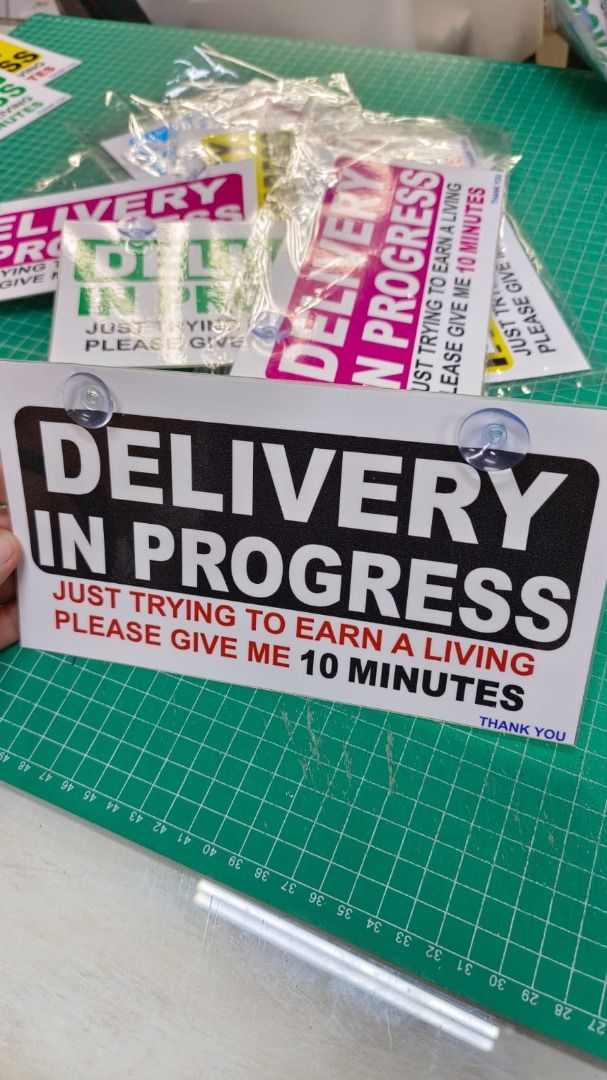 [SG SELLER] Delivery In Progress Car Sign 22cm x 12cm with suction ...