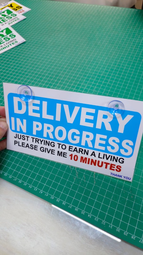 [SG SELLER] Delivery In Progress Car Sign 22cm x 12cm with suction ...