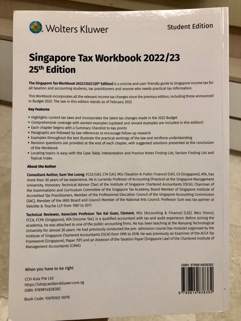Singapore Tax Workbook 2022/23 (25th Edition), Hobbies & Toys, Books ...
