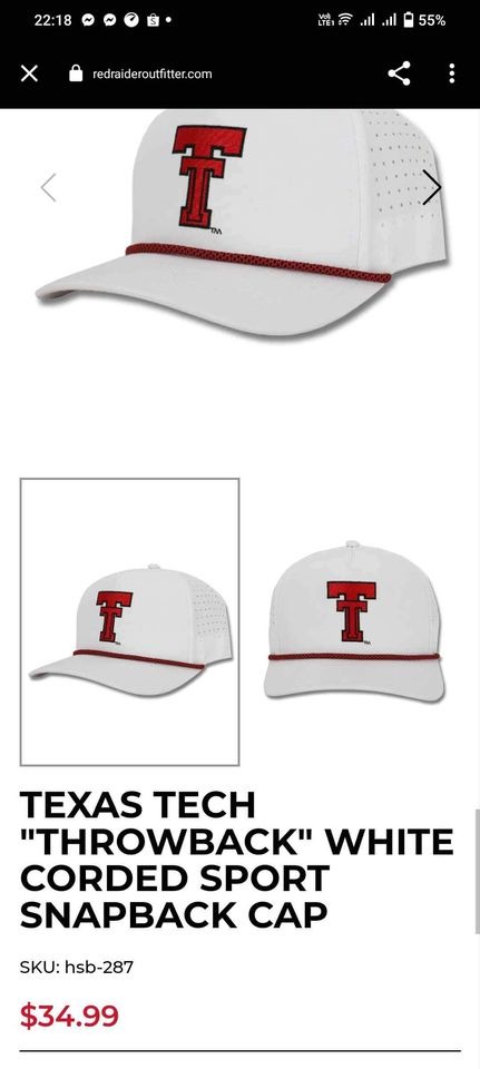 Texas Tech "THROWBACK" White Corded Snapback Cap, Men's Fashion ...
