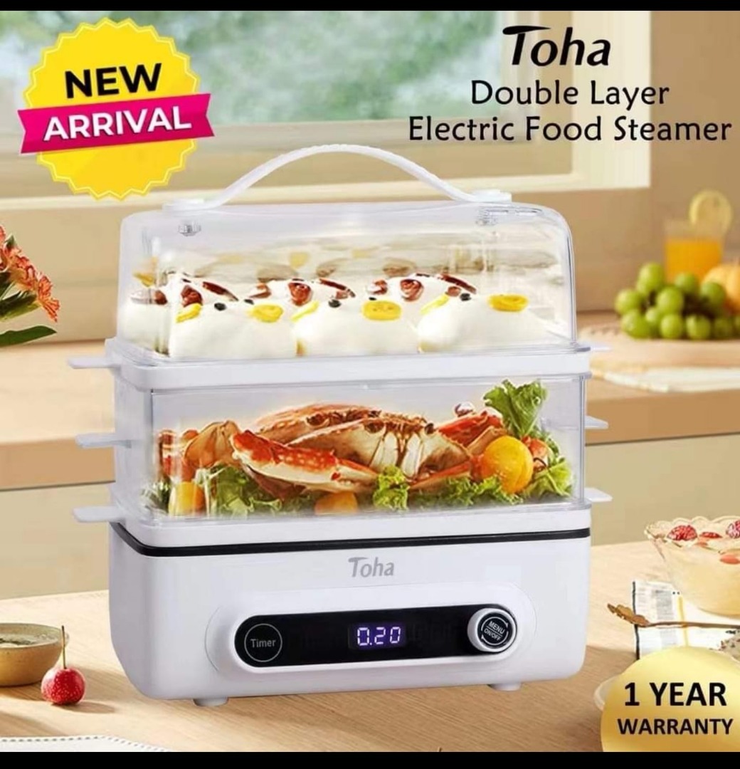 TOHA Double Layer Electric Food Steamer, TV & Home Appliances, Kitchen ...