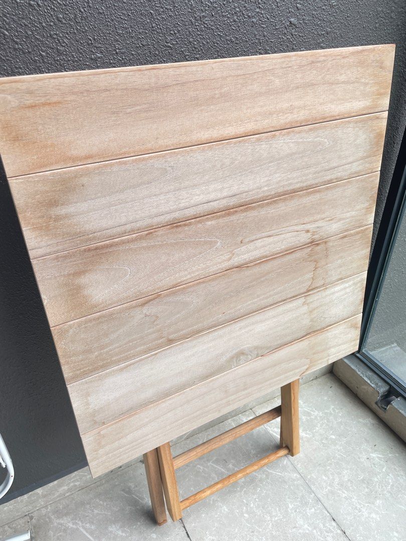 Tramontina Outdoor Table + 2 foldable chairs (Natural Wood table ...