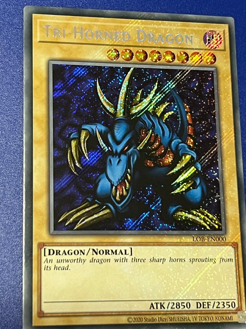 Yu-Gi- Oh -Tri-Horned Dragon - LOB-EN000 - Secret Rare Unlimited (25th Reprint) Legend of Blue ...