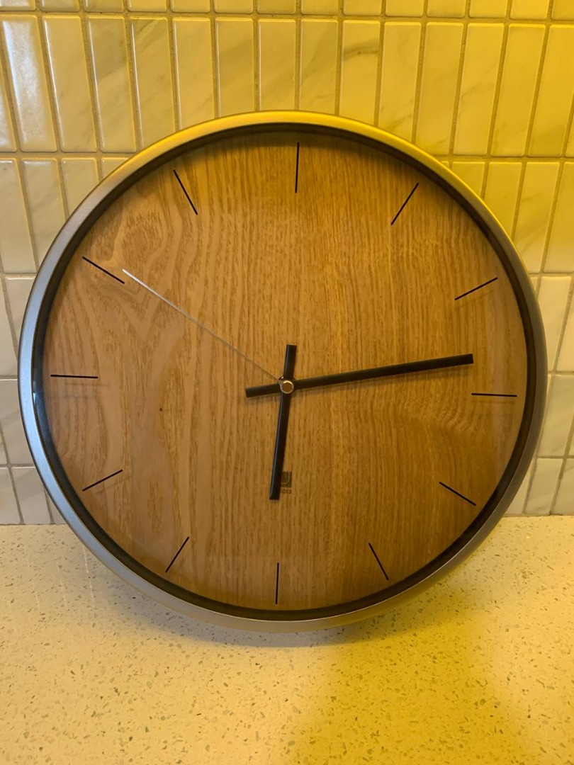 Umbra Madera Wall Clock, Natural/Nickel, Furniture & Home Living, Home ...