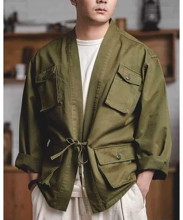 UNCLE FU - MILITARY x KIMONO PATTERN JACKET, Men's Fashion, Coats ...