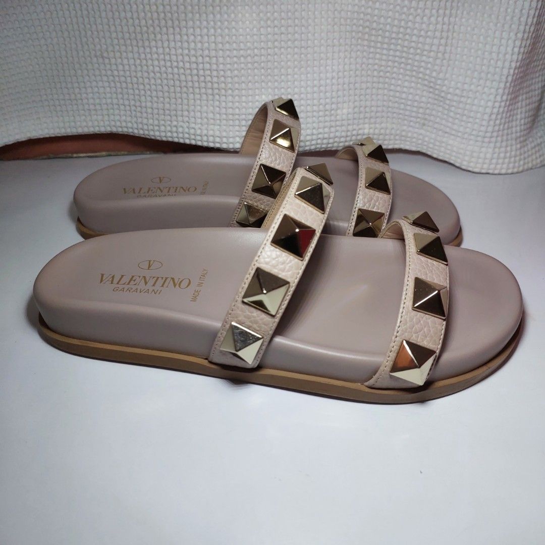 VALENTINO Macro Stud Slides / Sandals Poudre 35, Luxury, Sneakers ...