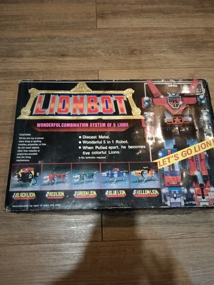 vintage 1980s Lionbot Voltron 100% complete with weapons and manual, Back in Box, diecast Taiwan ...
