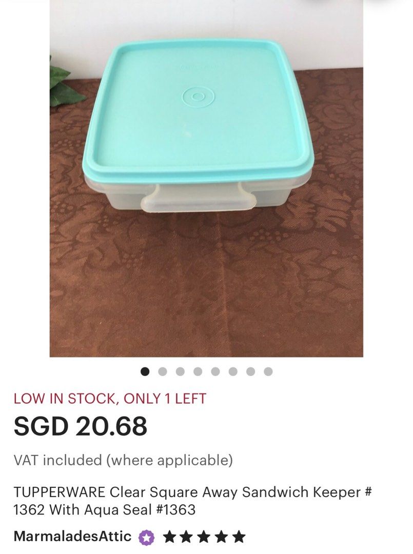 Vintage TUPPERWARE Square Away Sandwich Keeper Lunch Container ...