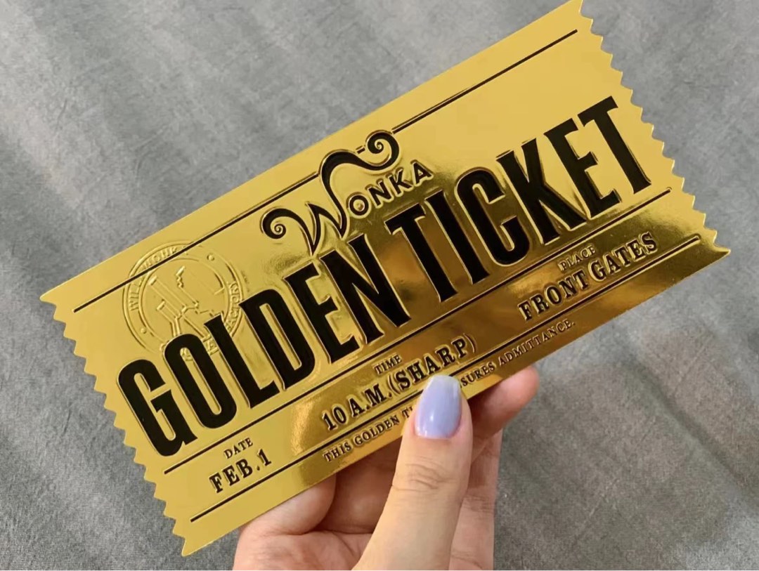 wonka golden ticket with acrylic, Hobbies & Toys, Collectibles ...
