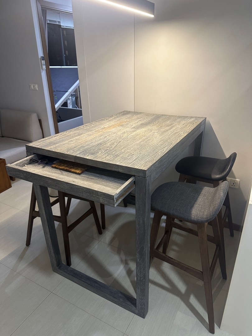 WTS WOODEN HIGH TABLE WITH 4 CHAIRS and TV CONSOLE (STYLISH/CHIQUE ...