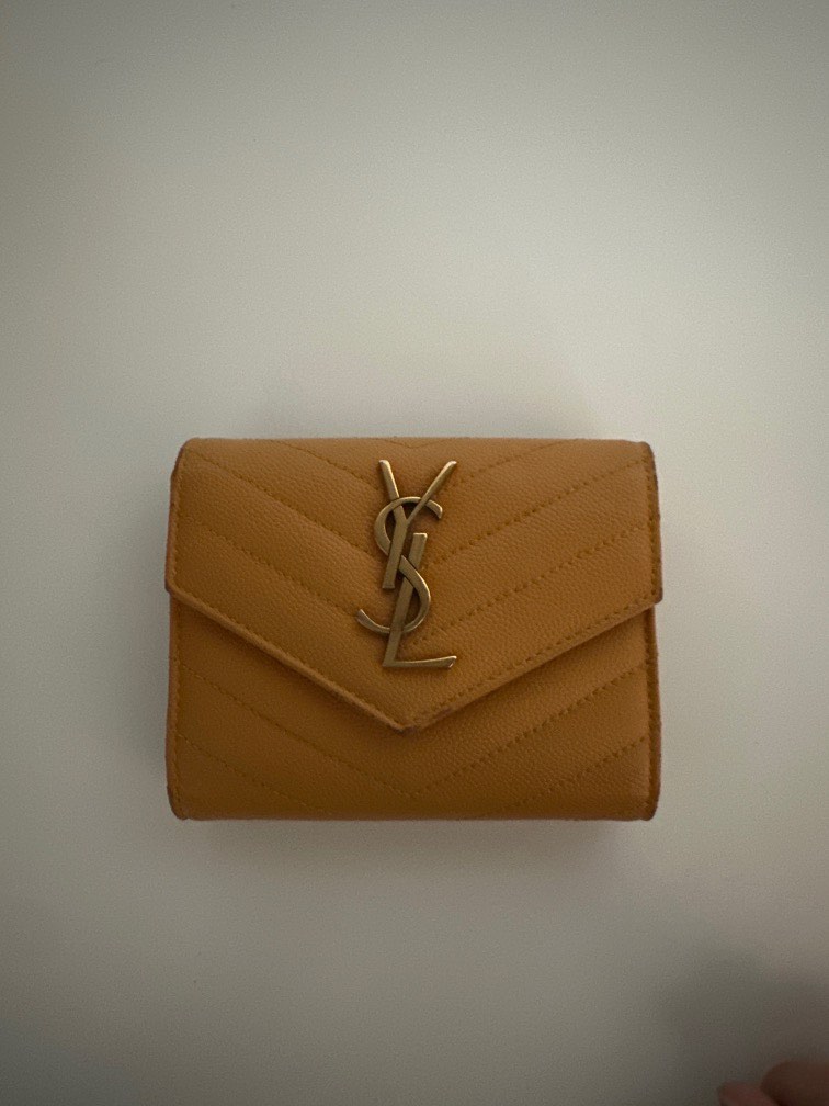 YSL mustard trifold wallet, Women's Fashion, Bags & Wallets, Wallets ...