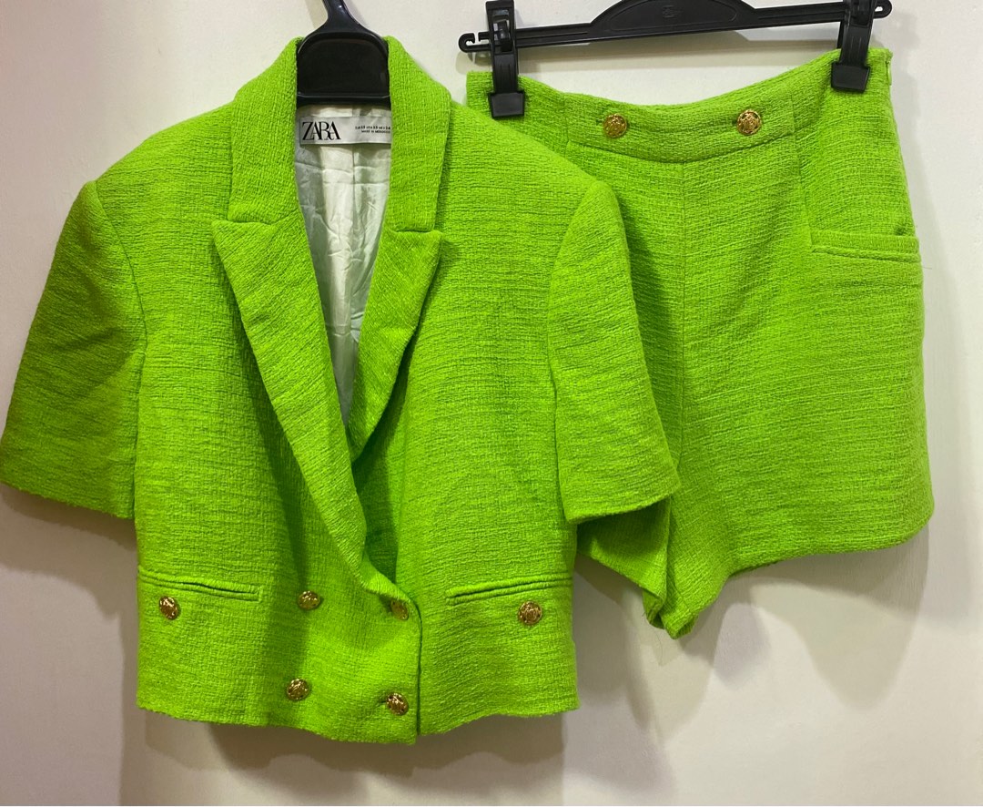 Zara Green Tweed Set on Carousell