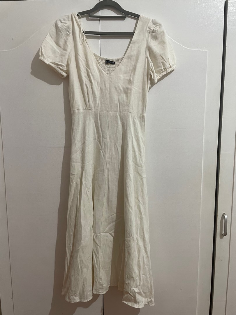 Zara Linen Midi Dress, Women's Fashion, Dresses & Sets, Dresses on ...