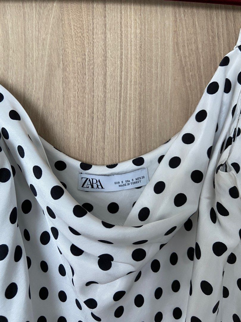 Zara Pattern Cowl Neck Satin Midi Maxi Dress, Women's Fashion, Dresses ...