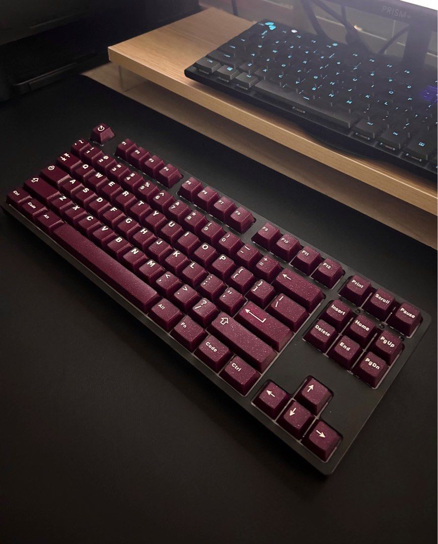 87% TKL Custom Mechanical Keyboard (Dark Ruby Red Keycaps), Computers ...