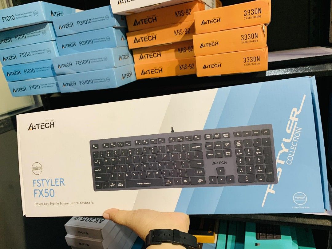 A4Tech Fstyler FX50 Low Profile Scissor Switch Keyboard Wired USB Grey ...