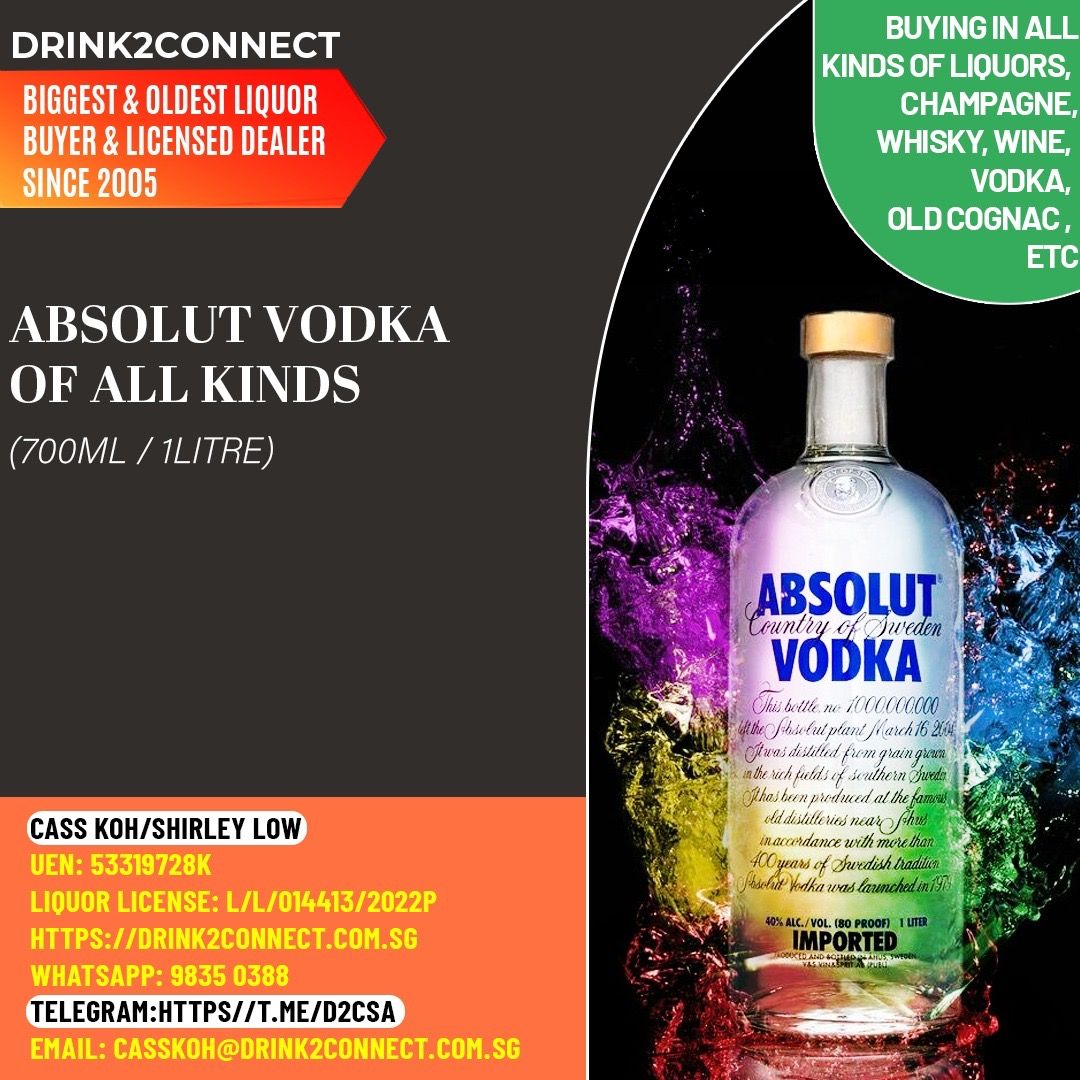 Absolut Vodka 1 Litre, Food & Drinks, Alcoholic Beverages on Carousell