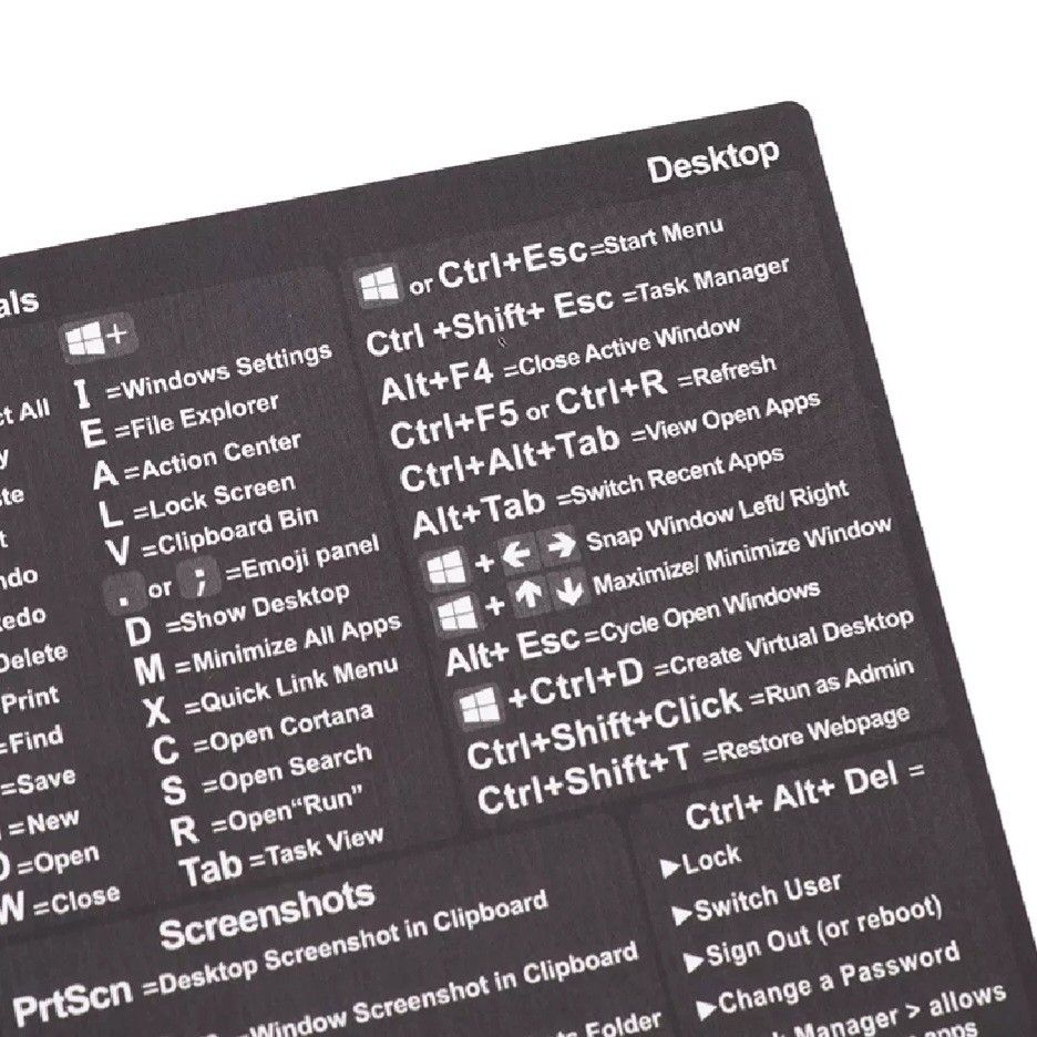 ACSG Windows PC Reference Keyboard Shortcut Sticker Adhesive for ...