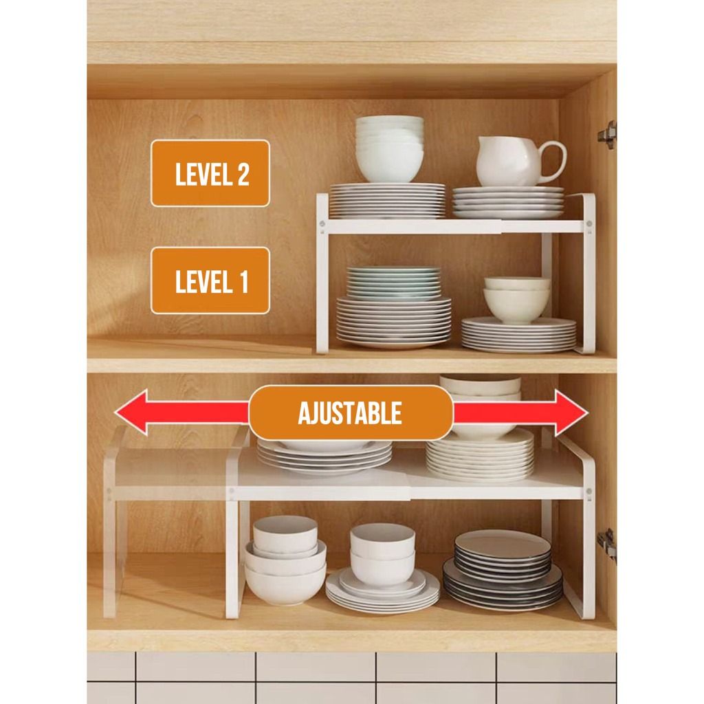 Adjustable Kitchen Cabinet Divider Rack Stand | Kitchen Organiser ...