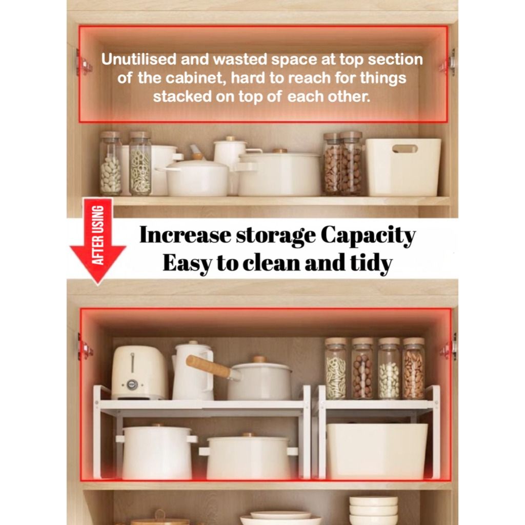 Adjustable Kitchen Cabinet Divider Rack Stand | Kitchen Organiser ...