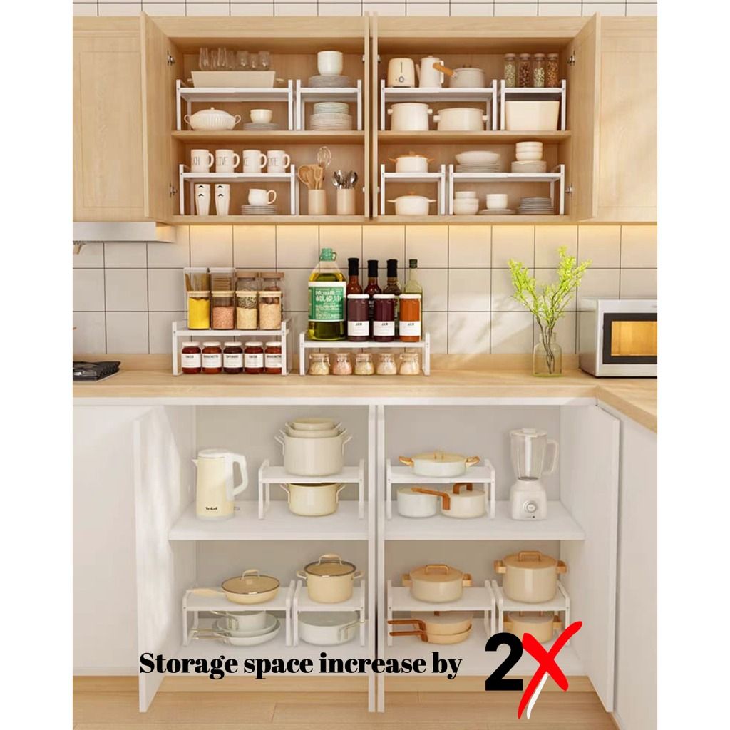 Adjustable Kitchen Cabinet Divider Rack Stand | Kitchen Organiser ...