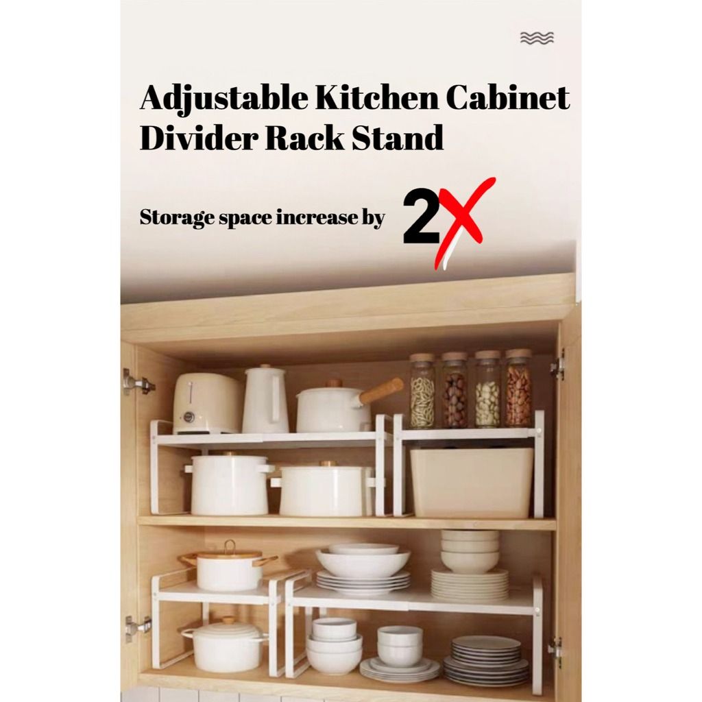 Adjustable Kitchen Cabinet Divider Rack Stand | Kitchen Organiser ...