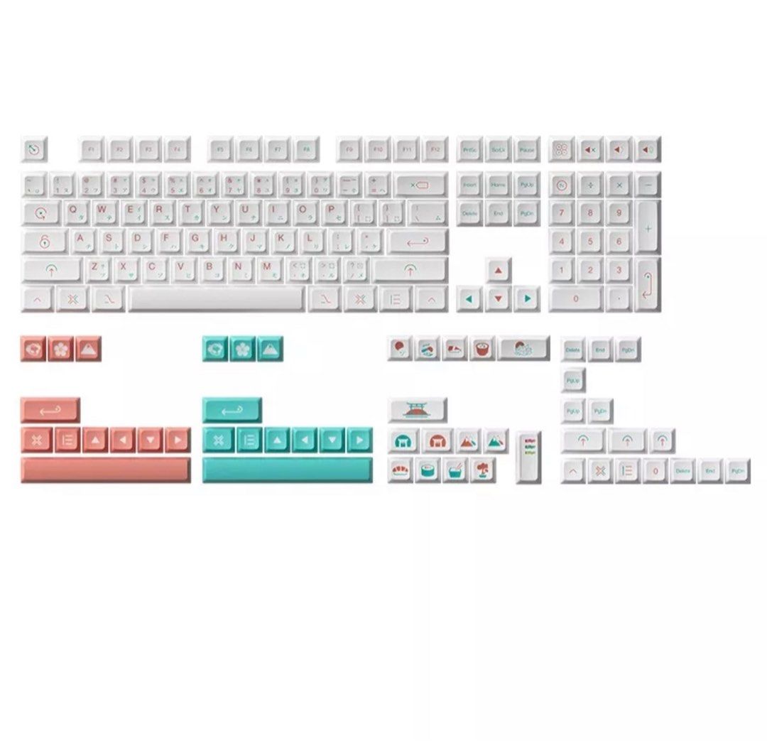 AKKO red Fuji keycaps, PBT dye-sub, JDA profile, Computers & Tech ...