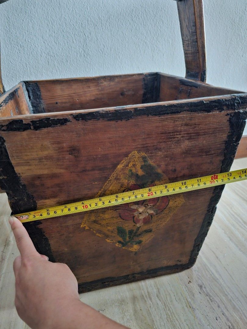 Antique chinese wooden rice bucket, Furniture & Home Living, Home Decor ...