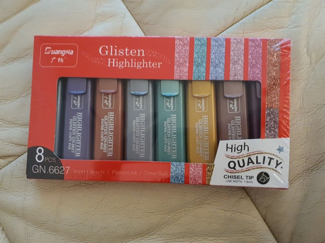 Bling glitter glisten highlighter set of 8, Hobbies & Toys, Stationery ...