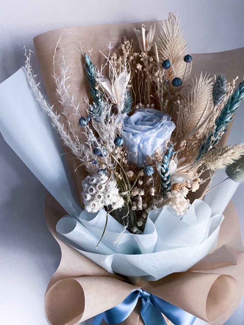 Blue preserved flower bouquet, Hobbies & Toys, Stationery & Craft ...