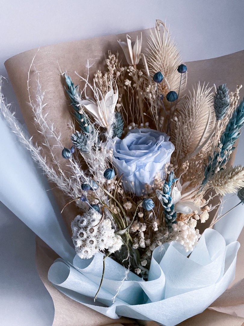Blue preserved flower bouquet, Hobbies & Toys, Stationery & Craft ...