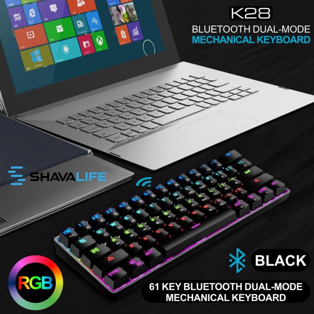 Bluetooth Wireless Keyboard with Mechanical Switches RGB LED Backlit ...