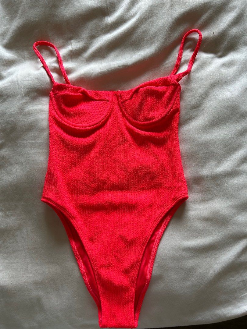 Bright Pink Gigi high-cut one piece, Women's Fashion, Swimwear, Bikinis ...