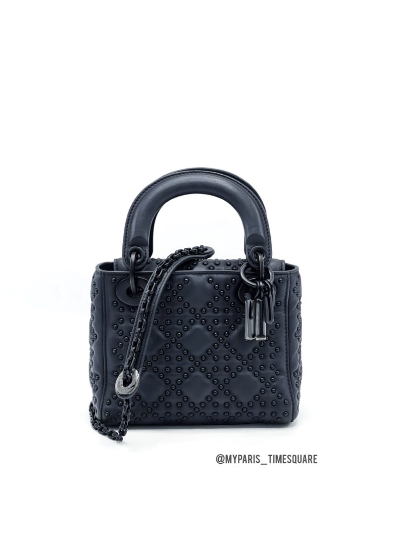 C.D ior Studded Ultra Black Lady D ior Mini, Luxury, Bags & Wallets on ...