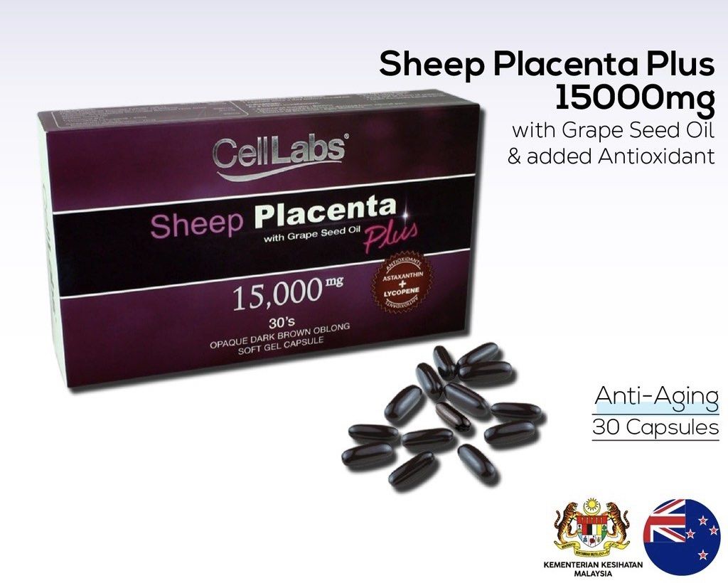 CellLabs Sheep Placenta with Grape Seed Oil Plus (15,000mg x 30 Tablets ...