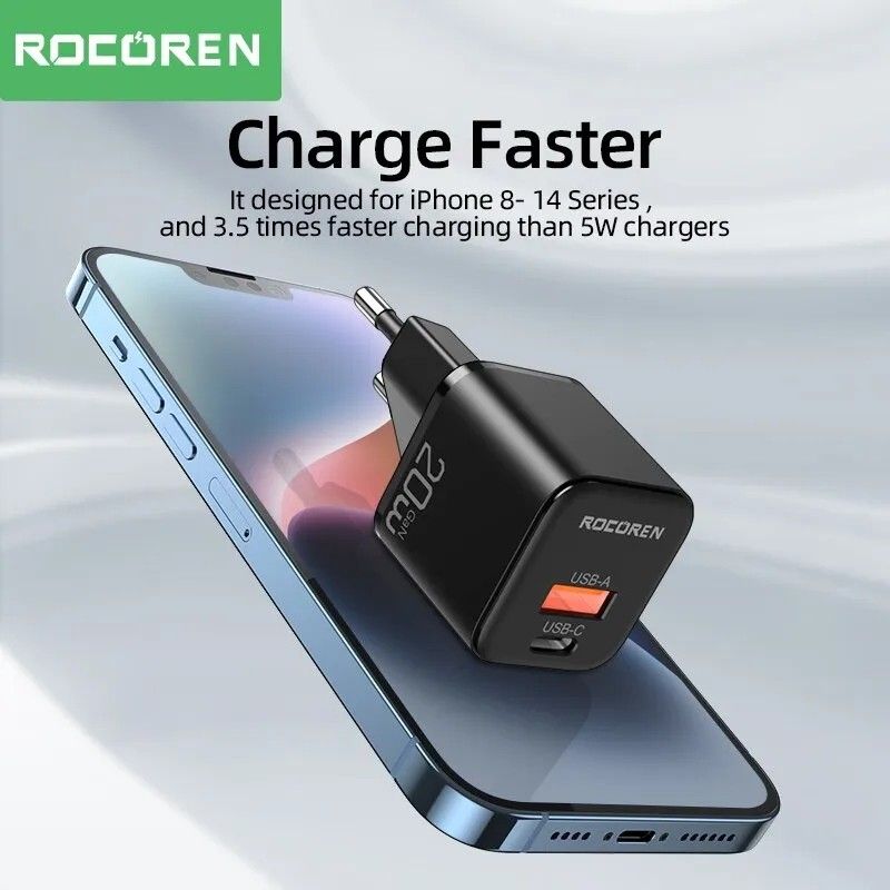 Charger Power Phone Recoren Branded 20W 2in1 USB Type A & Type C PD ...
