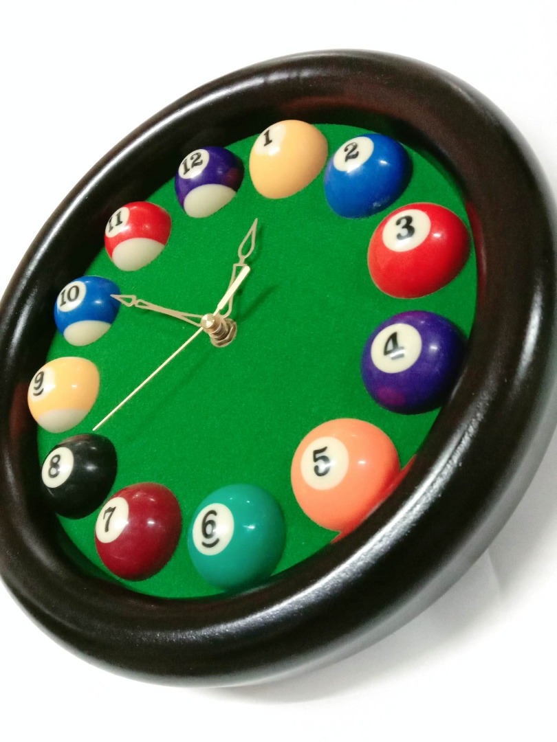 CIRCLE BILLIARD CLOCK, Furniture & Home Living, Home Decor, Clocks on ...