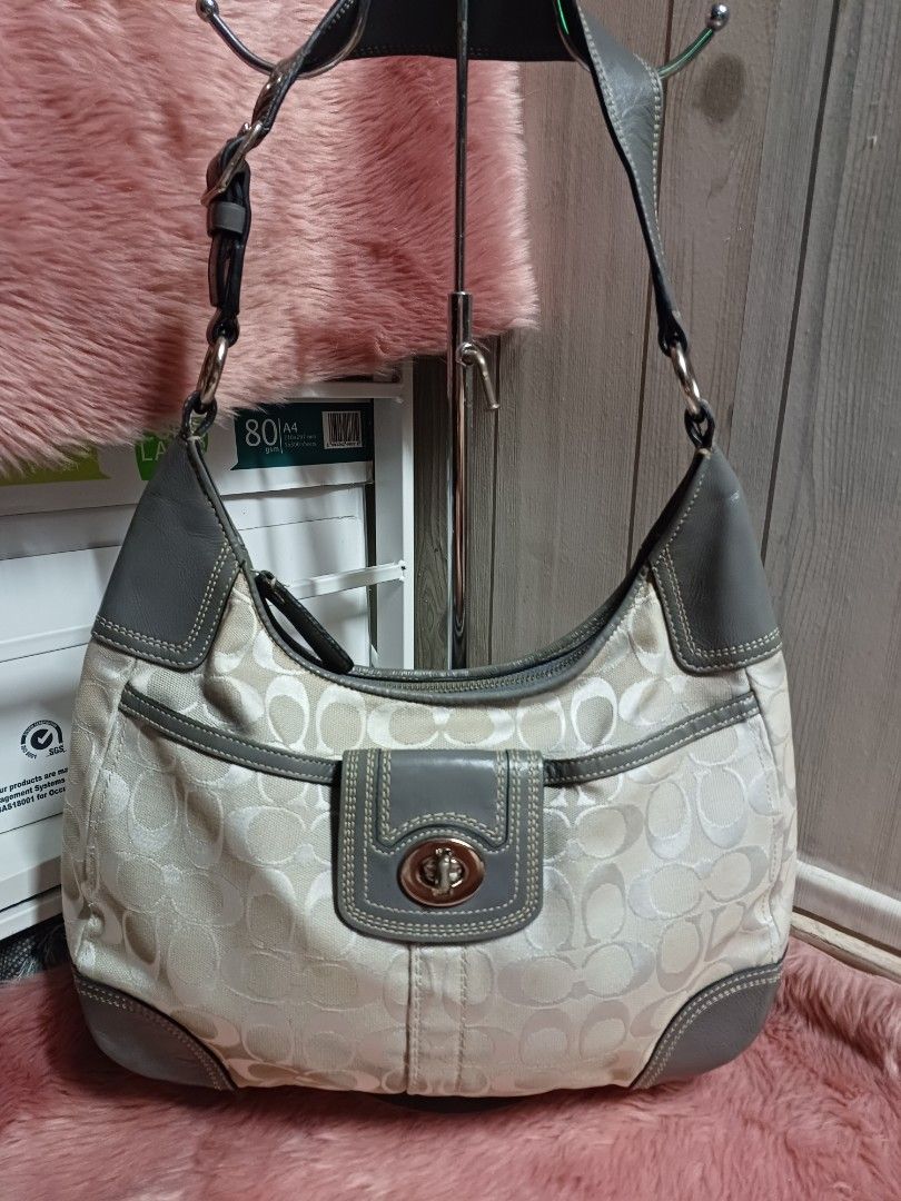 📌SALE📌COACH Signature Jacquard/Leather Hampton Hobo Bag, Luxury, Bags ...