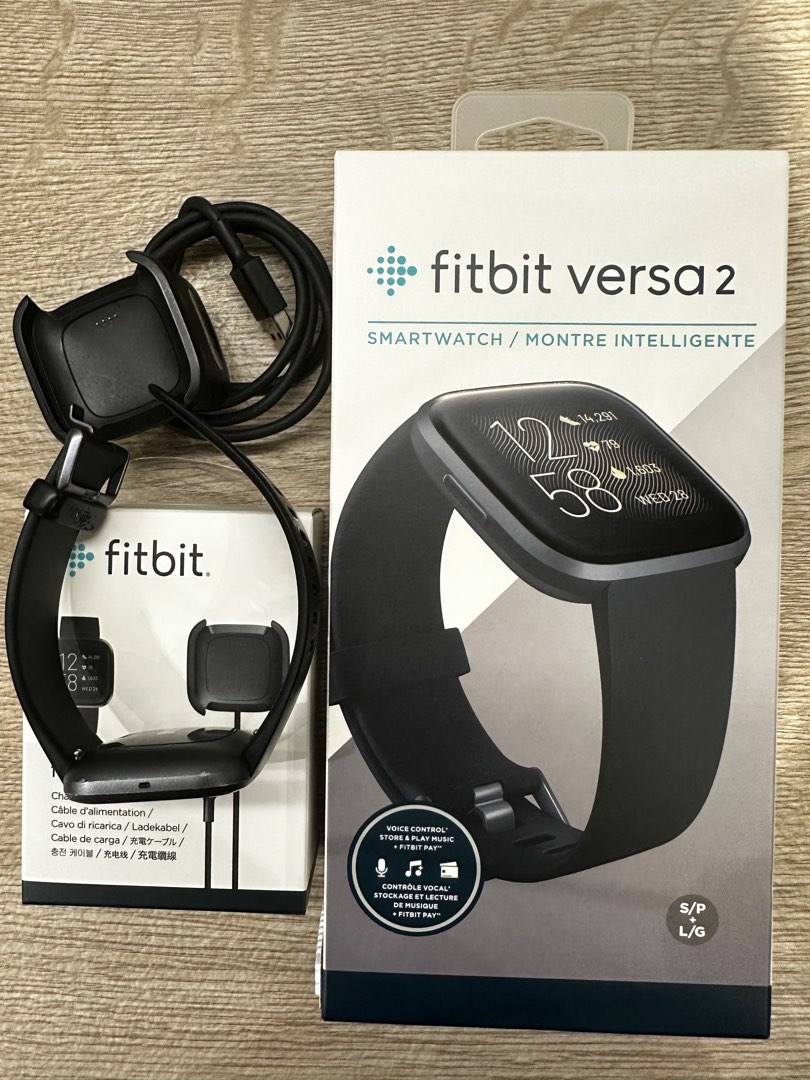 Fitbit Watch Versa 2 with Box, 2 Charging Cables, Extra Strap, Mobile ...