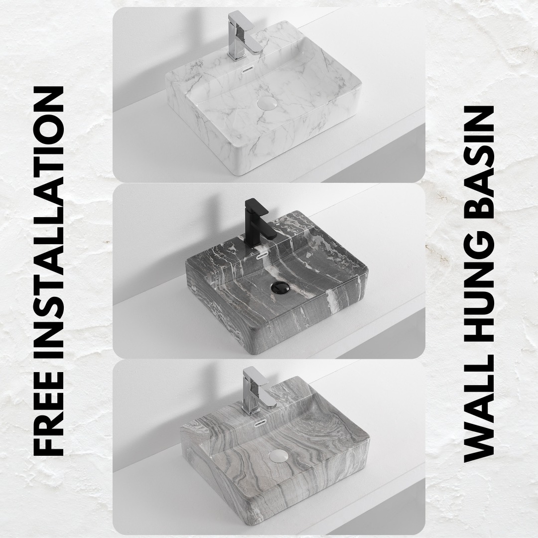 FREE INSTALLATION marble design wall hung basin half round semi circle ...