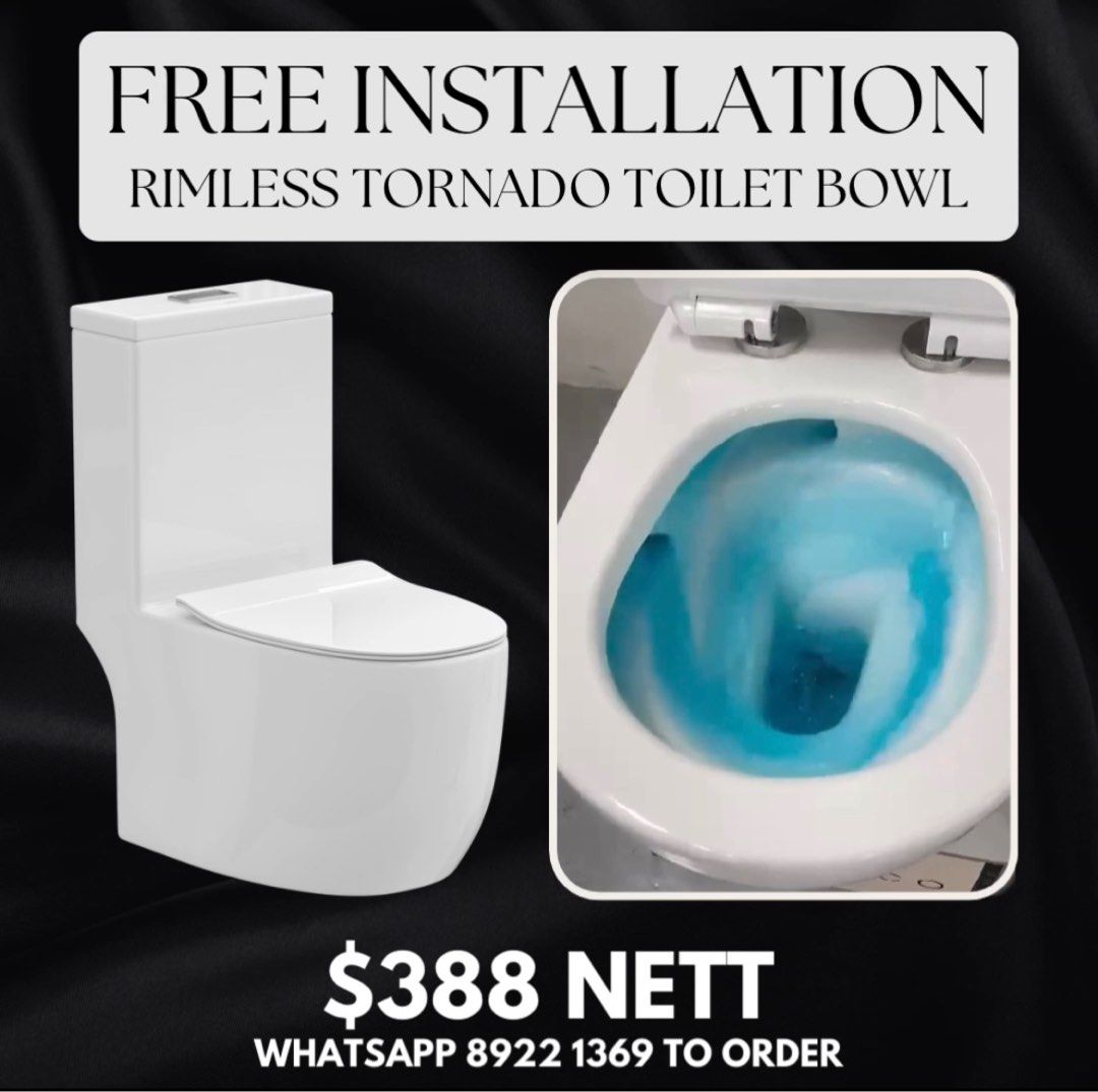 Free installation rimless tornado flushing water closer one piece toilet bowl, Furniture & Home ...