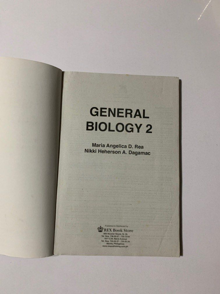 General Biology 2 Book for Grade 11 SHS (Rex Bookstore) on Carousell