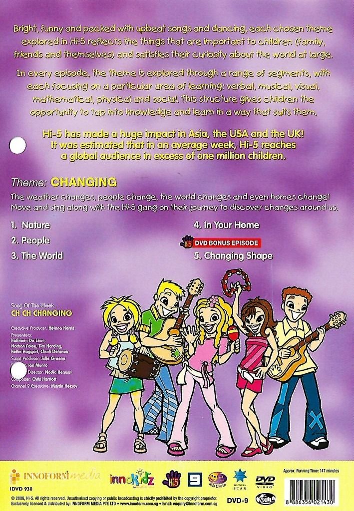 Hi-5 Ch Ch Changing DVD 2005 Series 7 Vol.1 Australian Children TV Educational Region All ...