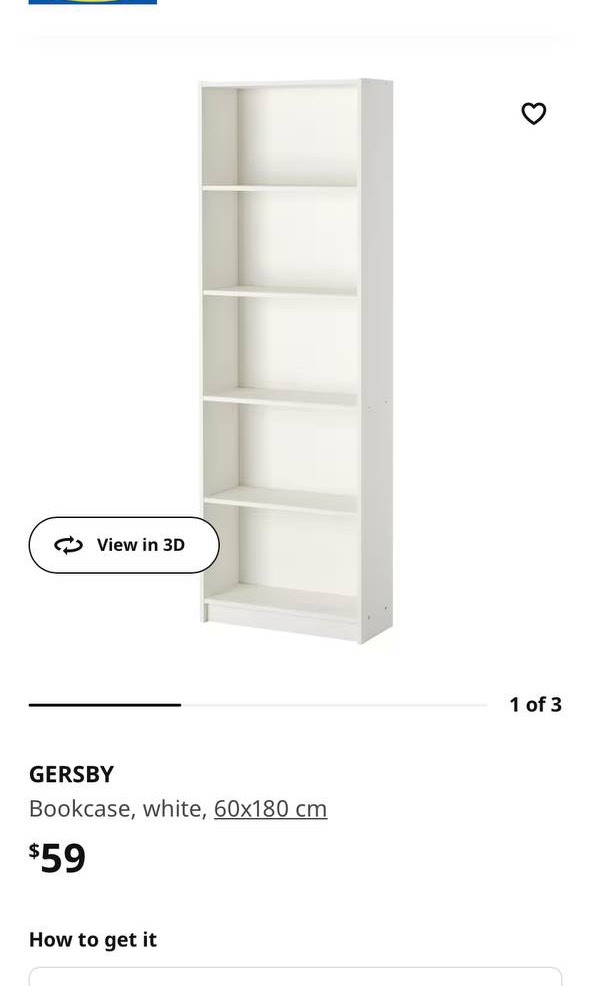 IKEA GERSBY Bookcase, white, 60 x 180cm, Furniture & Home Living ...