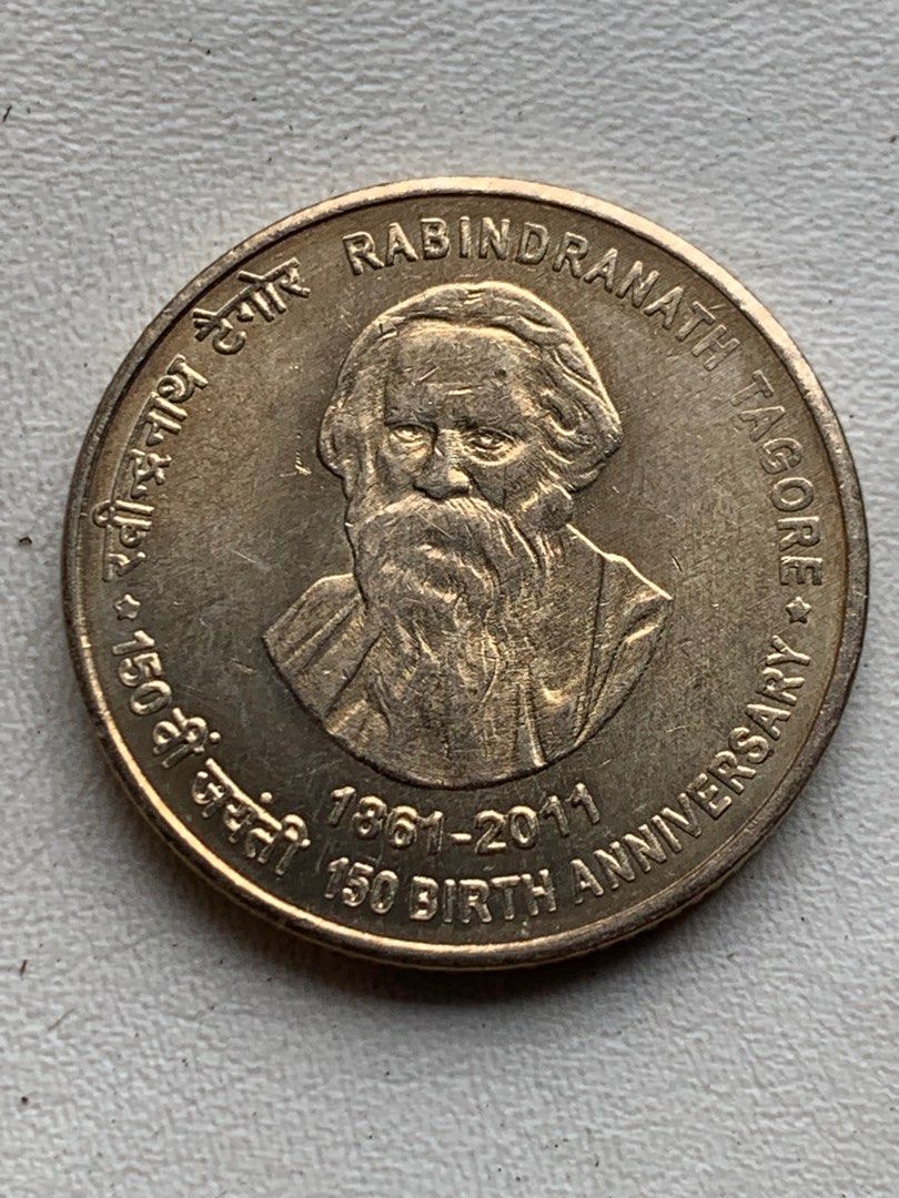 India 2011 5 Rupee Coin- Rabindranath Tagore, Hobbies & Toys ...