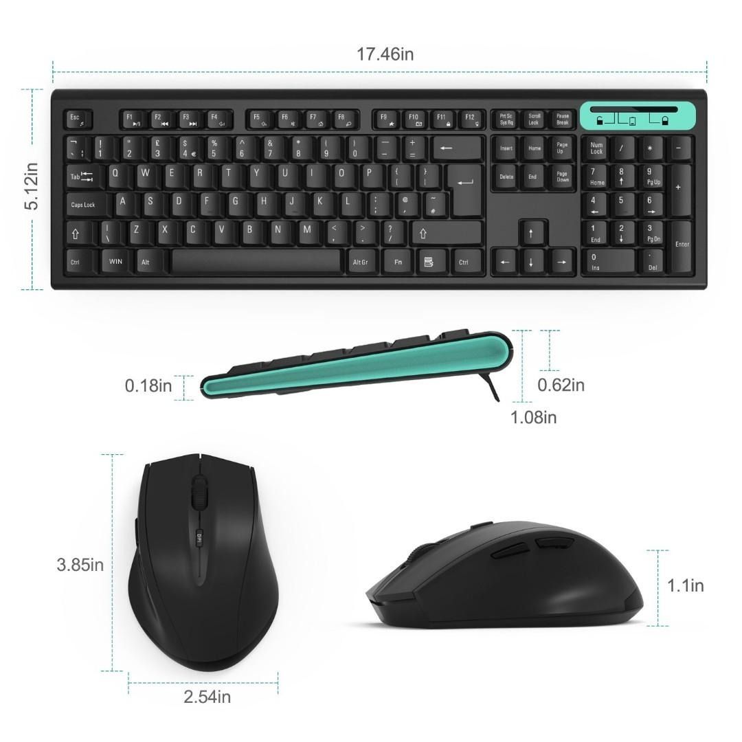 Jelly Comb MK09 Full Size Wireless Keyboard and Mouse (White ...