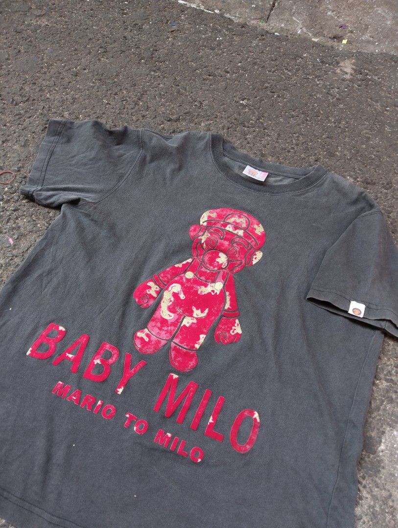 Kaos Vintage bape baby milo super mario, Fesyen Pria, Pakaian , Atasan ...