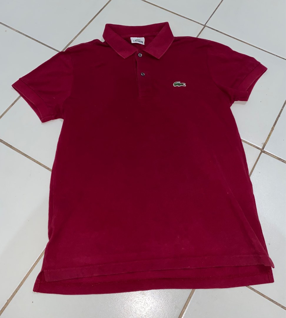 Lacoste maroon polo shirt on Carousell